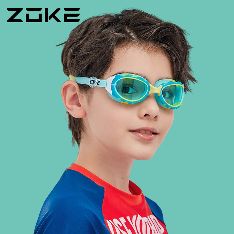 洲克儿童泳镜男孩男童游泳眼镜女童专业防水防雾高清泳帽游泳装备_虎窝淘