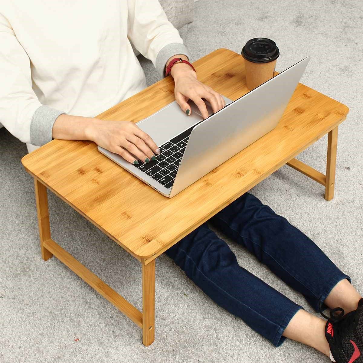 Portable Folding Bamboo Laptop Table Sofa Bed Office Laptop_虎窝淘