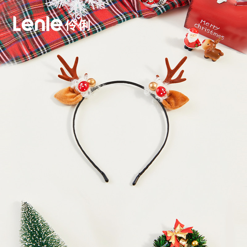 Lenle伶俐圣诞节鹿角发箍2023年网红新款秋冬儿童发饰