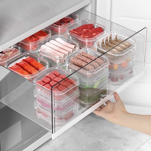 Fresh refrigerator frozen meat partition box freezer storage box