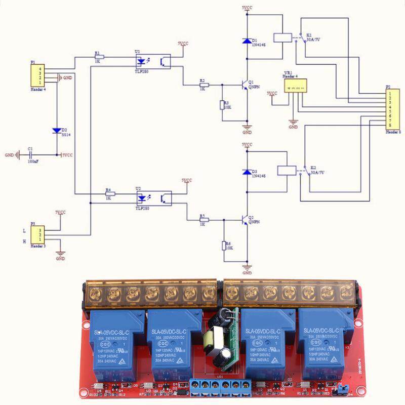 4 Channel Low Relay Module 5V DC AC100-250V 30A Power Supply_虎窝淘