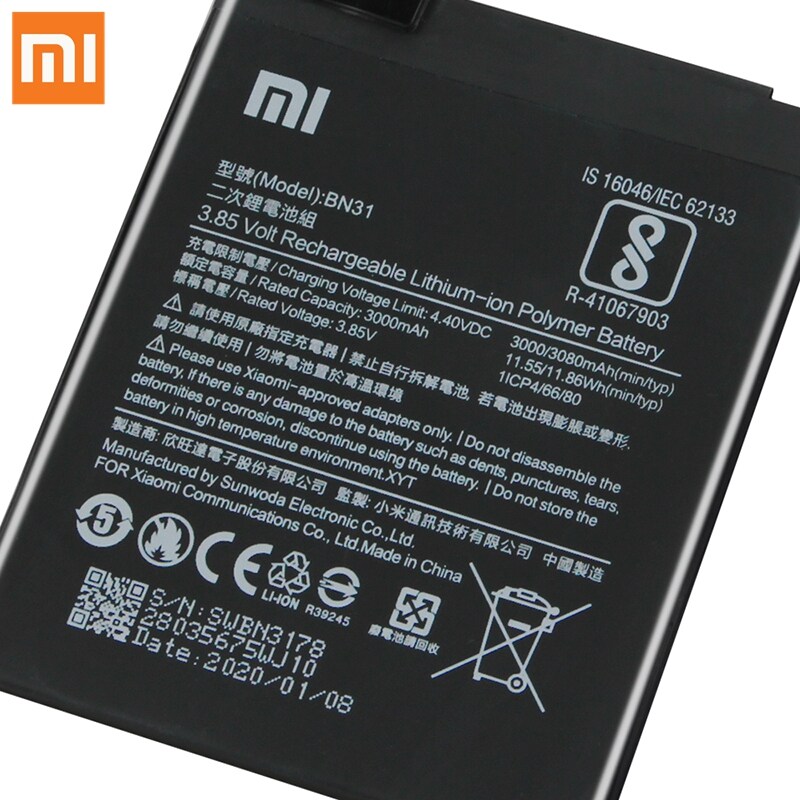 Original BN31 Replacet Battery Mi 5X Mi5X A1 MiA1 Redmi N_虎窝淘