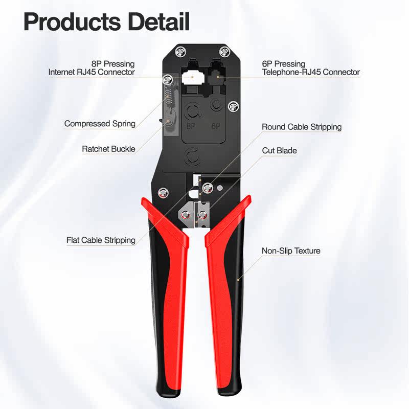 RJ45 Crimping Tool Ethernet Network LAN Cable Crimper Cutter_虎窝淘