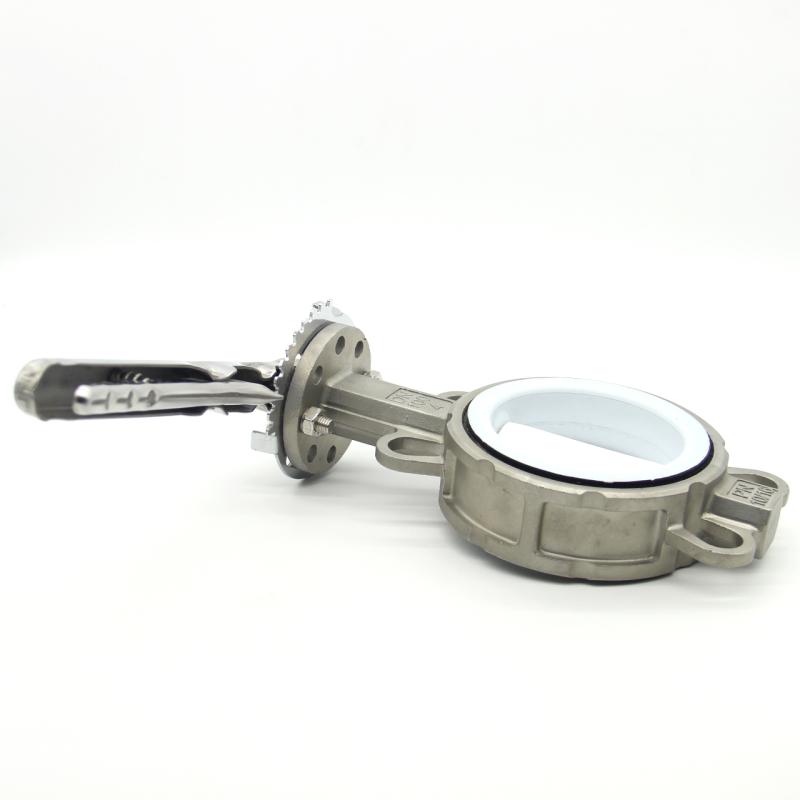 不锈钢全衬四氟手柄涡轮对夹蝶阀D371F4-10/16P四氟PTFE阀板_虎窝淘