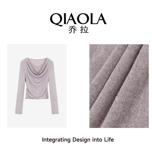 Jora Pure Purple Swinging Collar Long Sleeve Base Top A-Plane Skirt ...