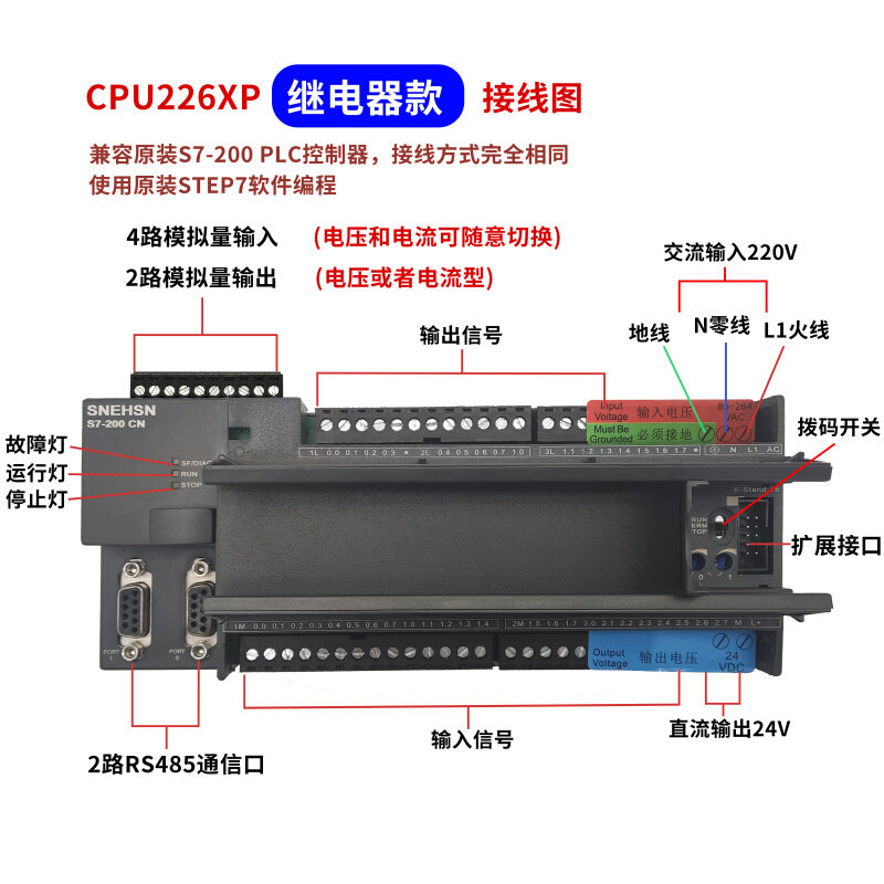国产兼容S7200plc CPU226XP工控板 S7-200可编程控制器带模拟量_虎窝淘