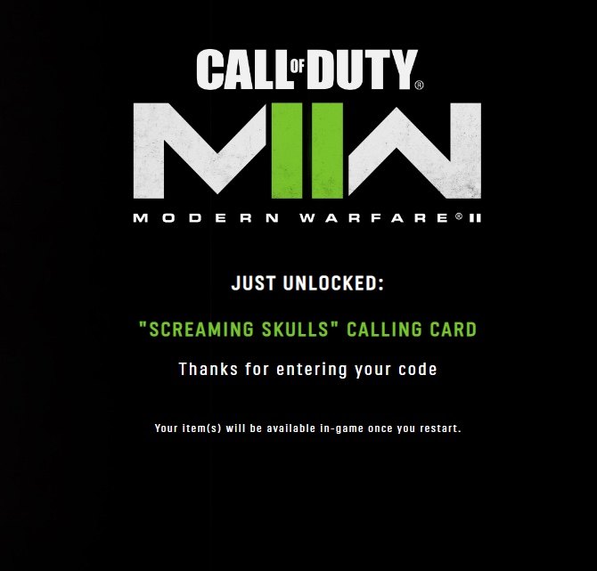 COD19战区2绿色尖叫骷髅名片 MW2联名限定激活码 CDK全平台_虎窝淘