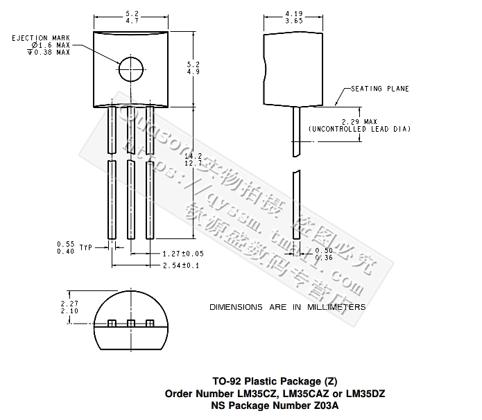 to-92封装,to-92封装尺寸,to92封装图_大山谷图库