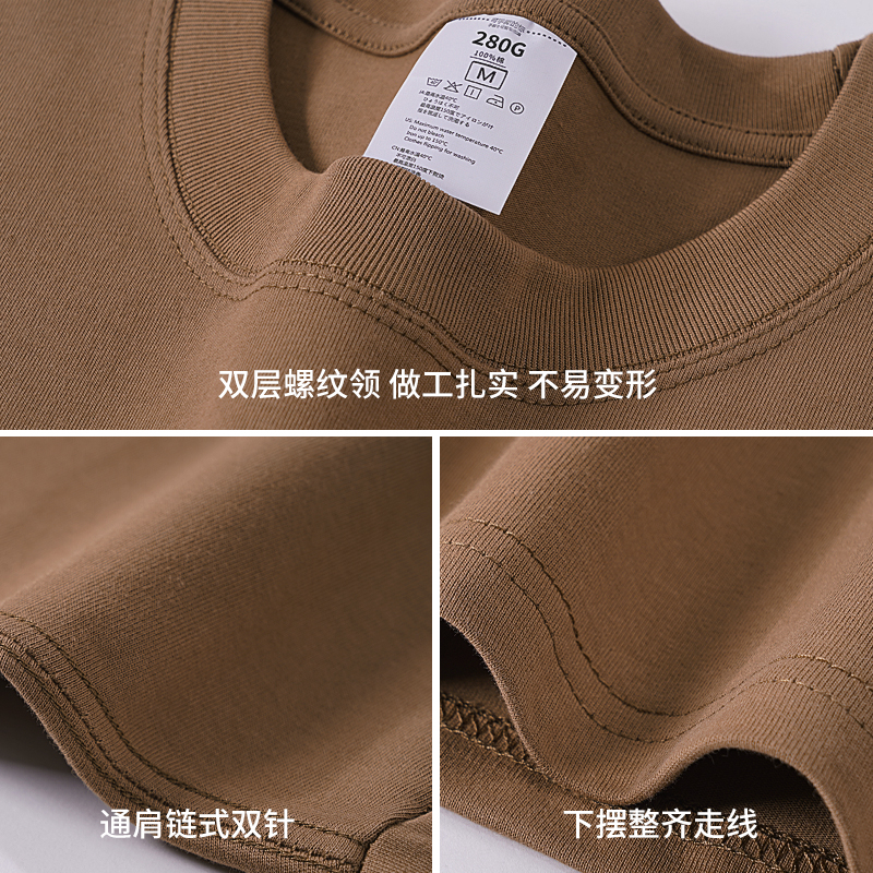 白色短袖t恤男士280g重磅纯棉夏季宽松大码圆领打底半袖2023新款_虎窝淘