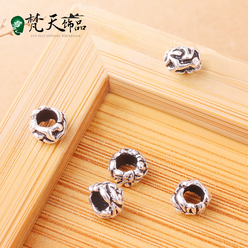 S925纯银泰银配饰批 DIY配件 5mm扁隔珠隔片花边直通路路通_虎窝淘