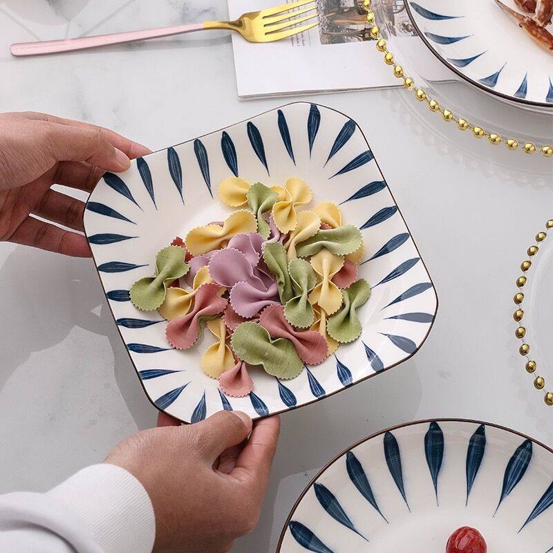 盘子陶瓷家用方形深盘餐具加深汤盘如意圆菜盘盘