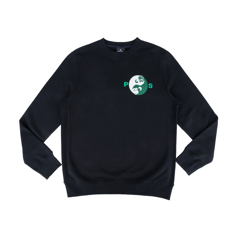 网球风Paul Smith保罗.史密斯猴子印花全棉套头卫衣男士XY降价_虎窝淘