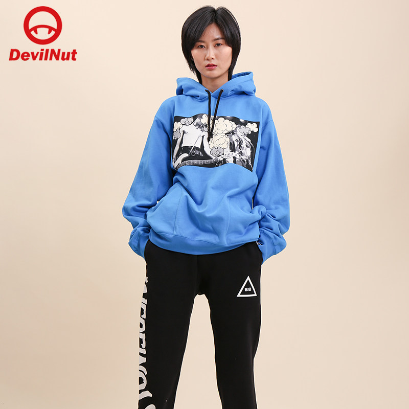 DEVIL NUT潮牌恶魔 DN新垮型有帽套头卫衣-性手枪朋克 AET_虎窝淘