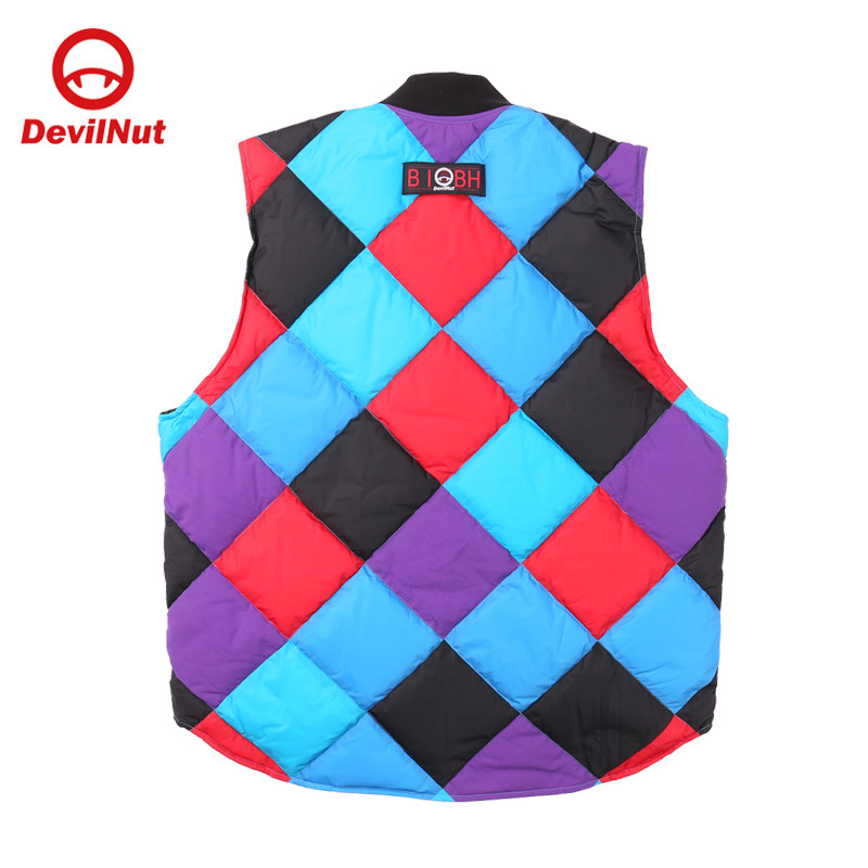 DEVIL NUT潮牌恶魔男士保暖拼接撞色保暖羽绒马甲-BH AET_虎窝淘