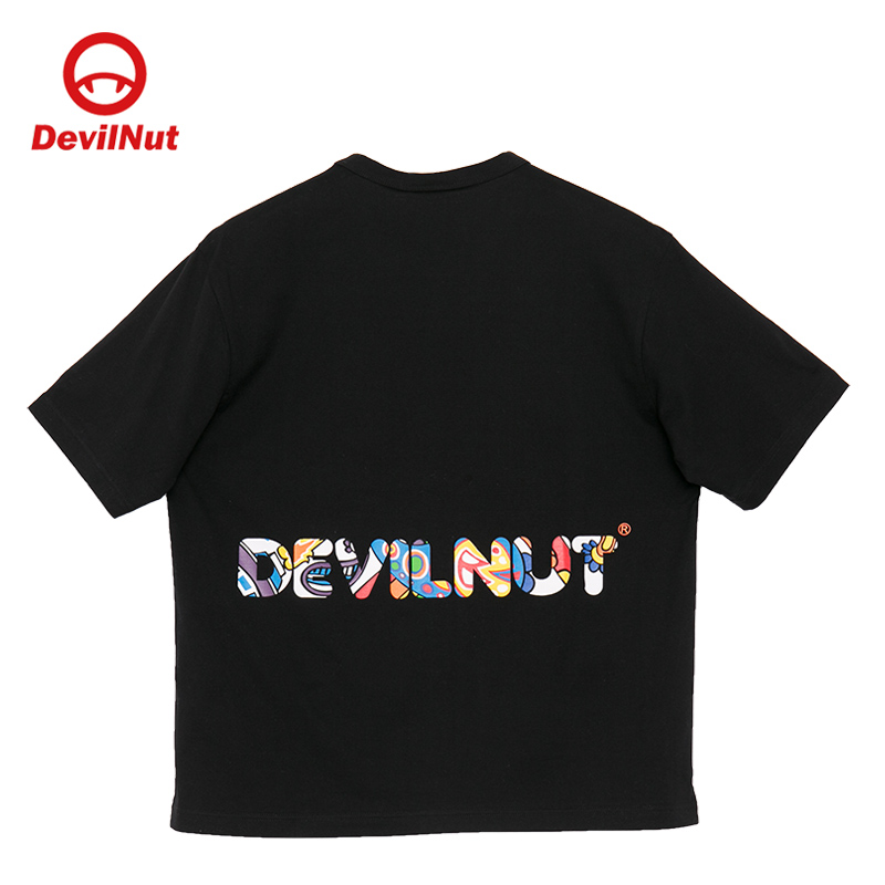 DEVIL NUT潮牌恶魔夏季新款男女印花宽松短袖T恤宇宙模板 STO_虎窝淘