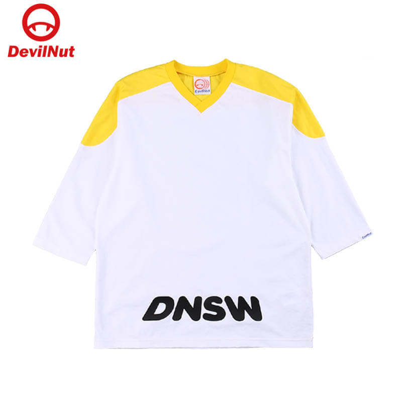 DEVIL NUT潮牌恶魔男女同款圆领七分袖拼肩棒球T恤体育 SET_虎窝淘