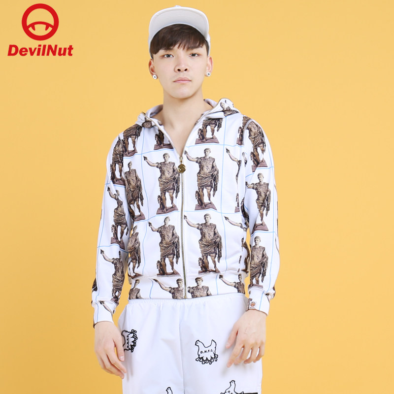 DEVIL NUT潮牌凯撒拉链宽松情侣男士卫衣主 SFV_虎窝淘