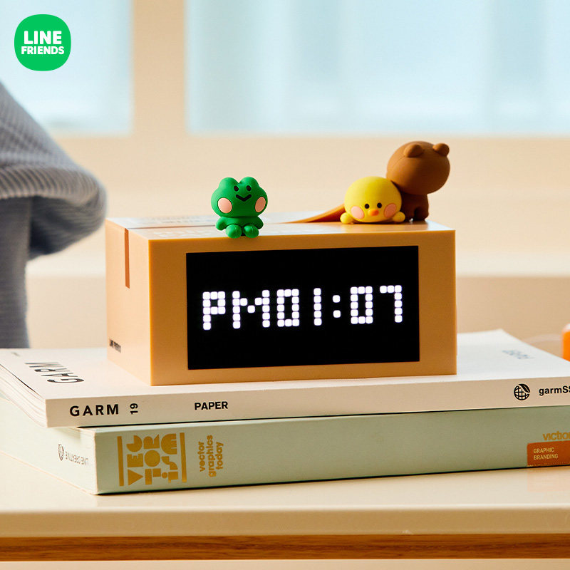 LINE FRIENDS连我朋友 minini电子时钟卡通动漫萌趣居家早晨闹钟_虎窝淘
