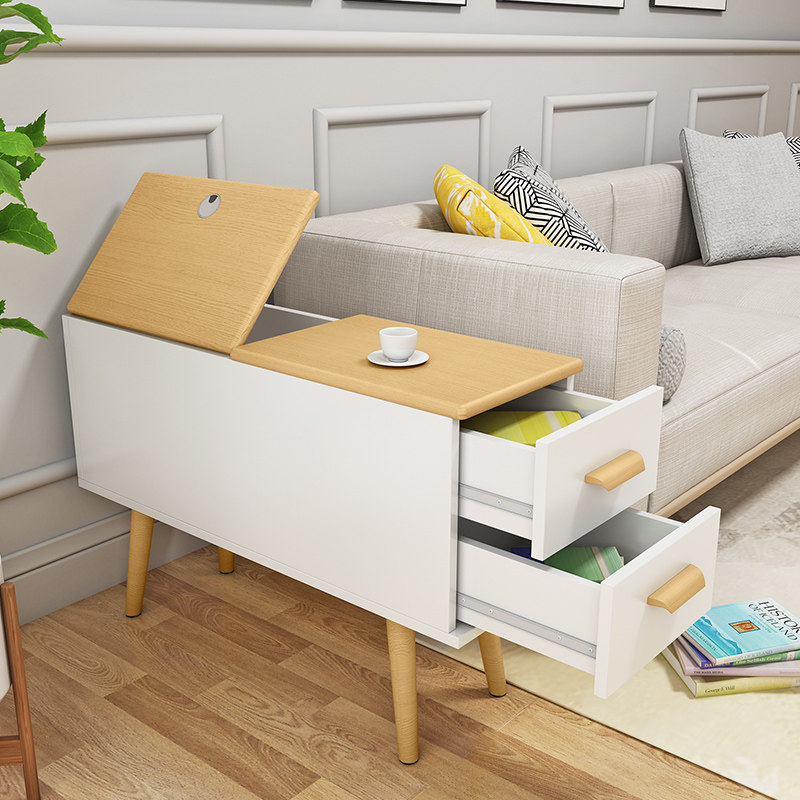 北欧边几沙发边柜小户型现代简约客厅边角柜多功能窄长轻奢储物柜_虎窝淘
