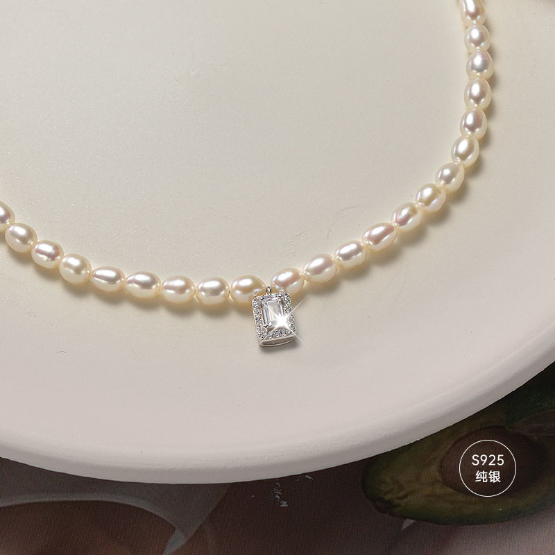 925纯银项链女珍珠2021年新款潮轻奢小众法式高级感ins颈链锁骨链_虎窝淘