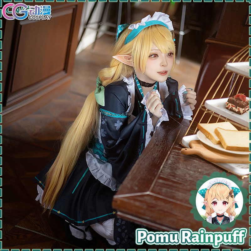 CG动漫游戏vtuber虚拟偶像 Pomu Rainpuff cos服女仆装lolita裙_虎窝淘