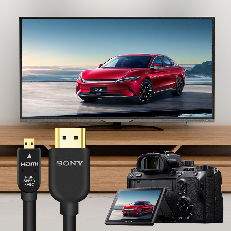 原装sony索尼微型micro HDMI高清线微单相机摄像机视频直播连接线_虎窝淘