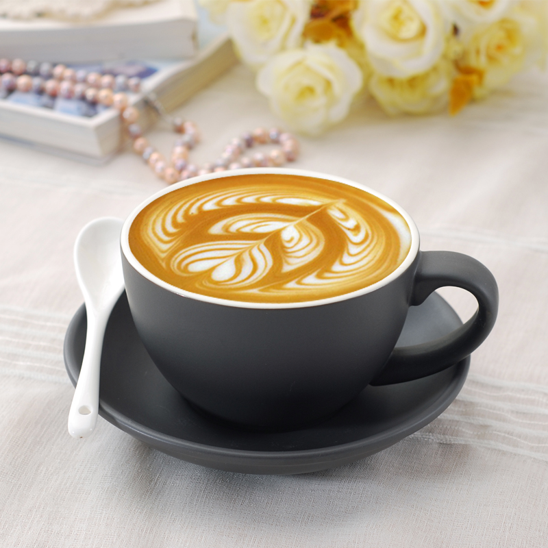 陶瓷咖啡杯碟套装欧式下午茶具拉花咖啡杯4杯碟大容量咖啡杯子_虎窝淘