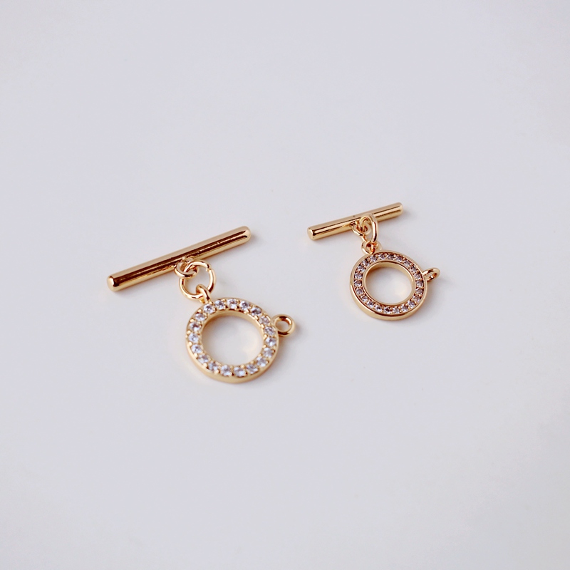 14K包金镀金保色镶锆圆形带挂OT扣diy手工串珠珍珠手链项链链接扣_虎窝淘