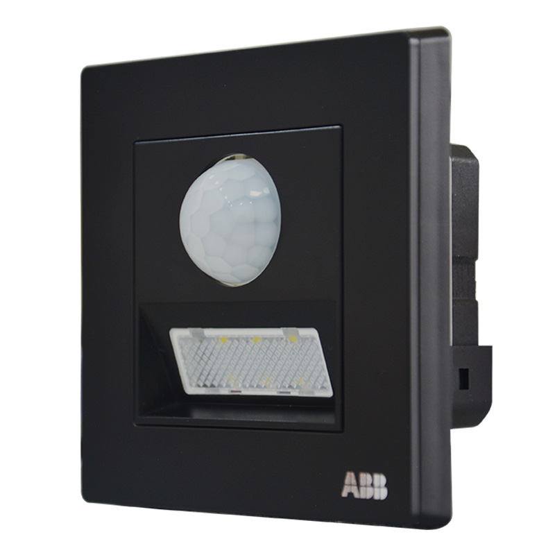 ABB开关插座面板轩致黑色红外感应LED夜灯地脚灯 AF457-885_虎窝淘