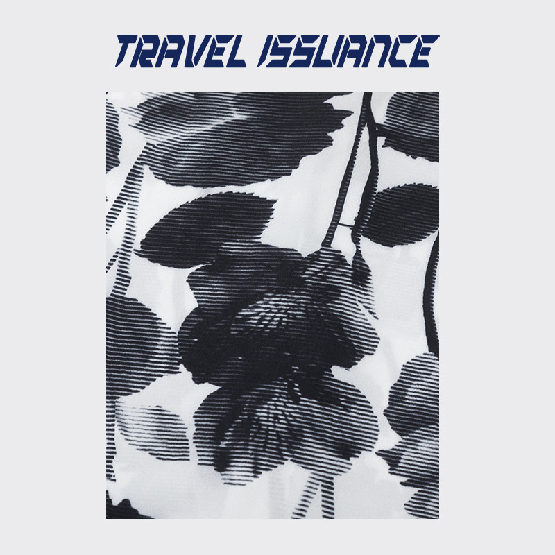 TRAVEL ISSUANCE水墨肌理国潮vibe复古宽松水墨画印花短袖衬衫_虎窝淘