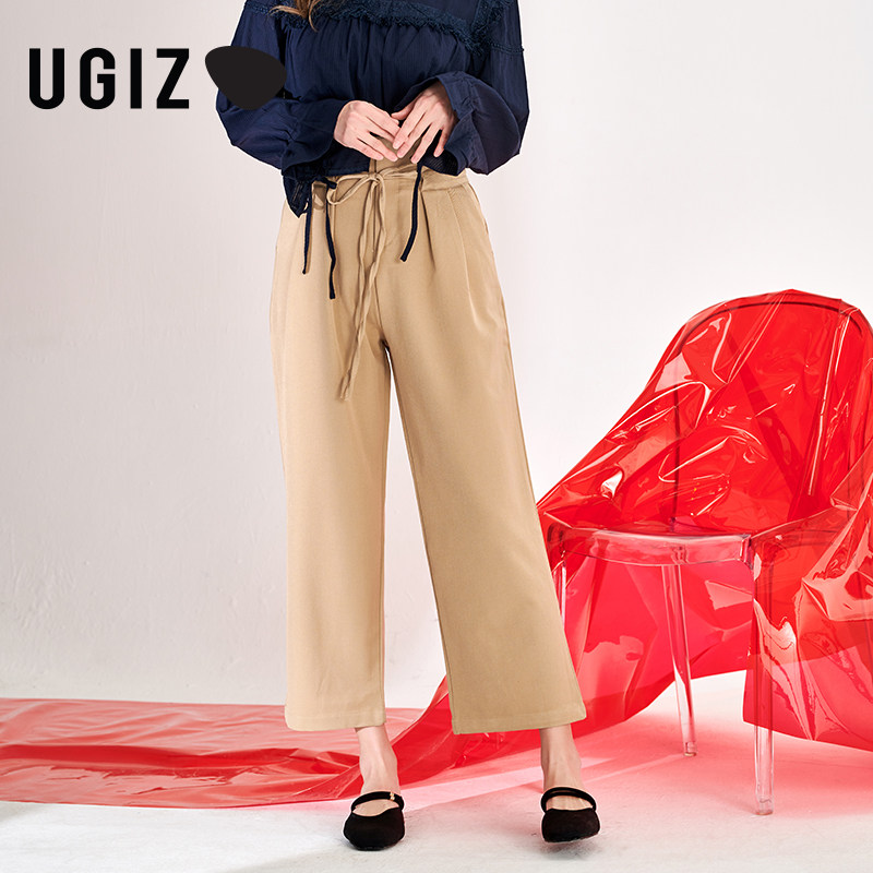 UGIZ春秋季新品韩版女装时尚高腰显瘦直筒九分花苞裤女UCPC310-8_虎窝淘