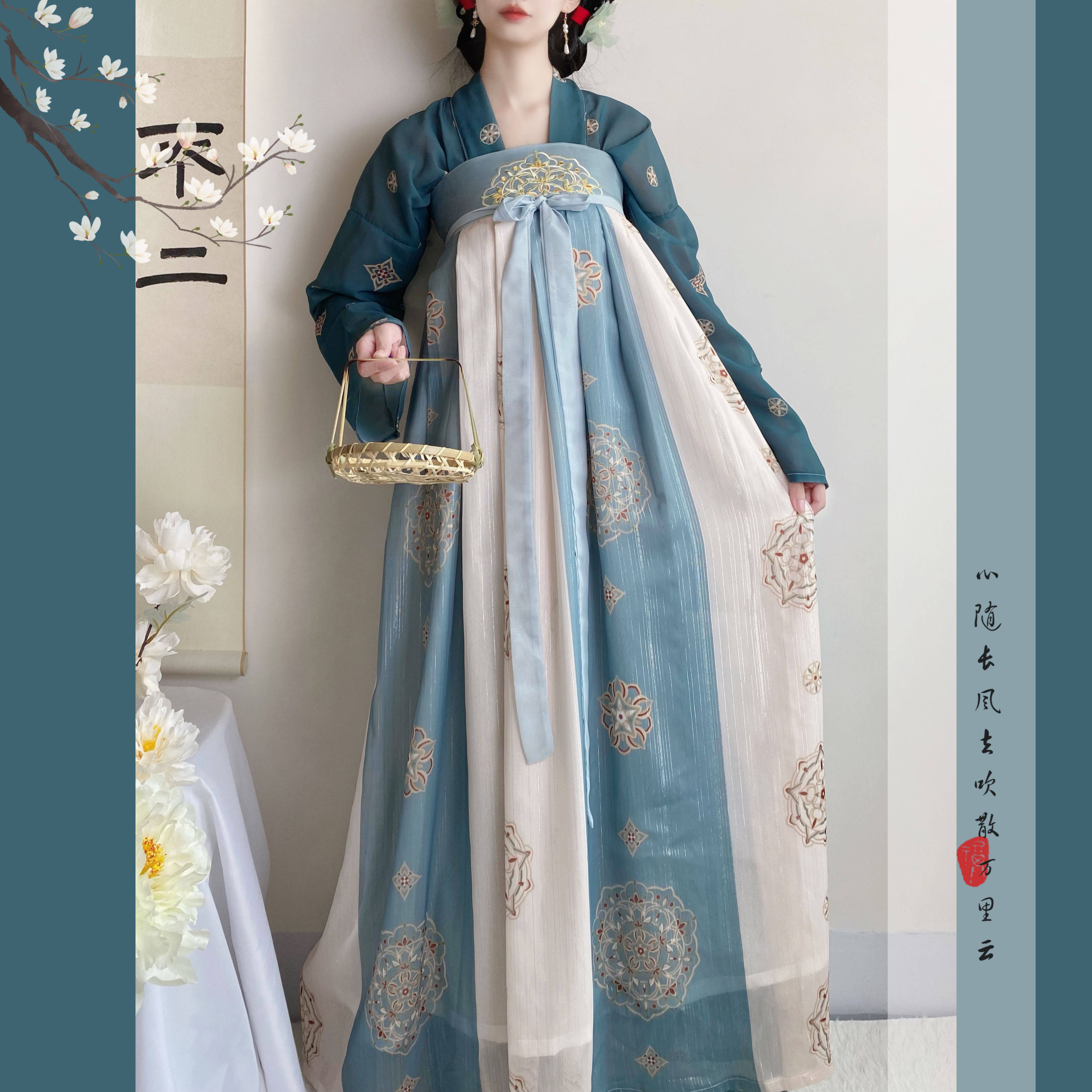 原创汉服女春秋新款唐制齐胸襦裙复原款超仙闪亮丝古装风—长歌行_虎窝淘
