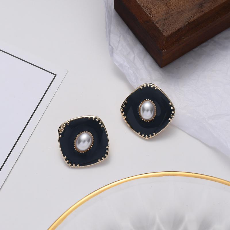 S925银针网红法式宫廷风珍珠耳环韩国气质简约优雅复古耳钉女A102_虎窝淘