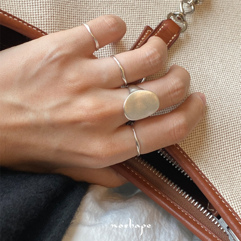 EnSage 925纯银日本椭圆素面盾牌银币戒指指环小众设计师手工_虎窝淘