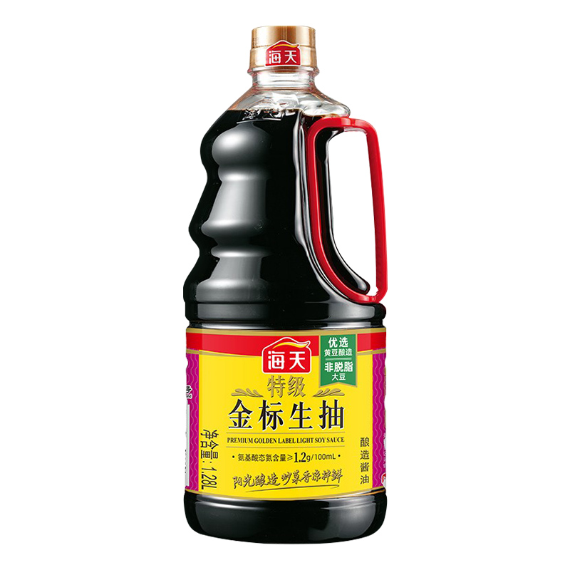 海天特级金标生抽1.28L*1桶凉拌烹调酱油调味品炒菜厨房调料_虎窝淘