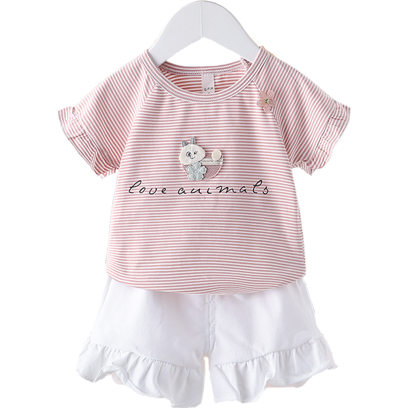 女童套装夏装新款小童韩版洋气衣服1一2-3岁女宝宝儿童夏季两件套_虎窝淘