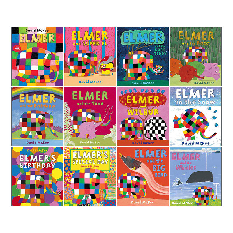 Elmer's Stories David Mckee花格子大象艾玛故事12册套装_虎窝淘