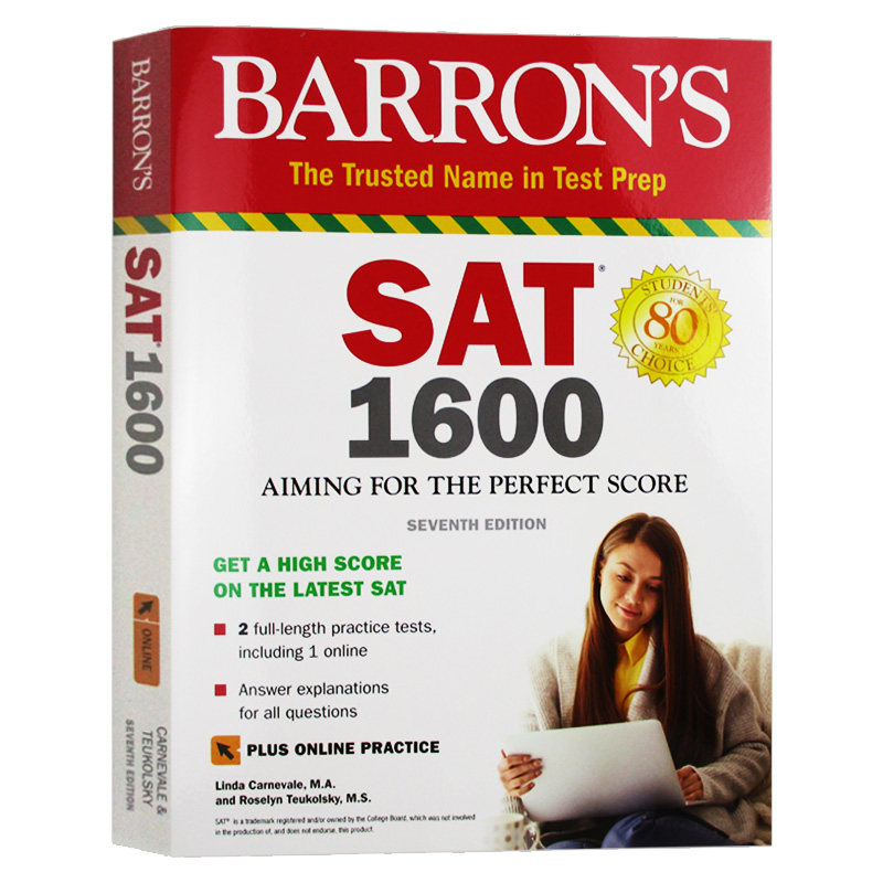 巴朗SAT 1600新SAT高分策略英文原版 SAT 1600 with Online Test Barron's Test Prep涵盖各 ...