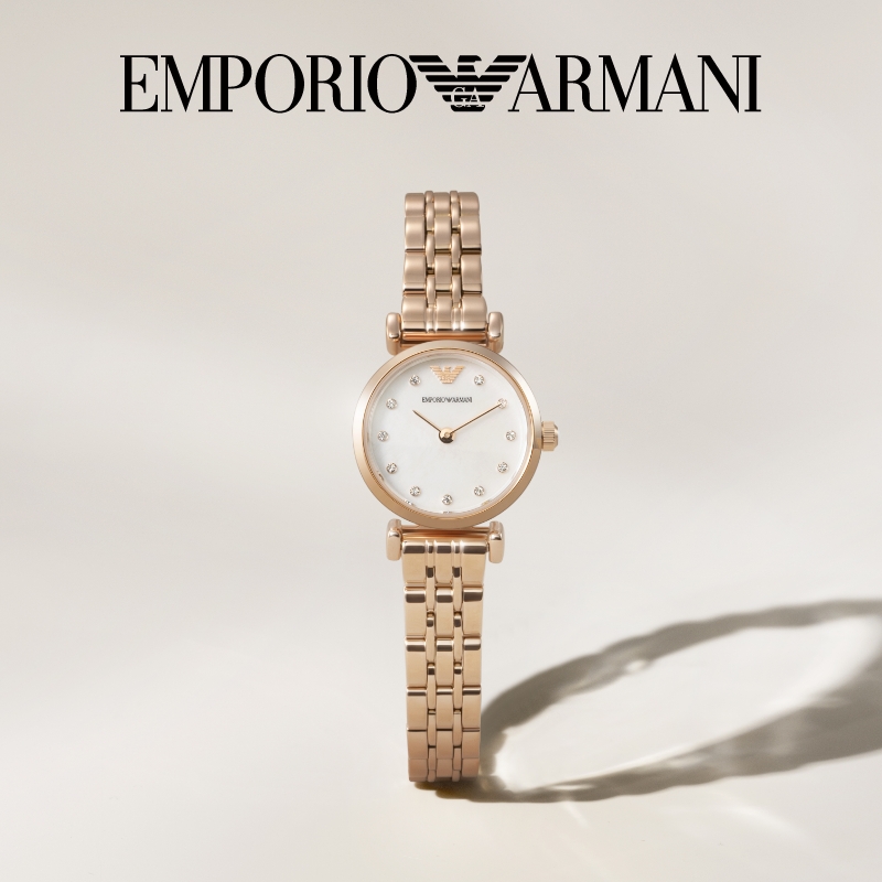 【官方】Armani阿玛尼旗舰店手表白月光气质玫瑰金手表女AR11203_虎窝淘