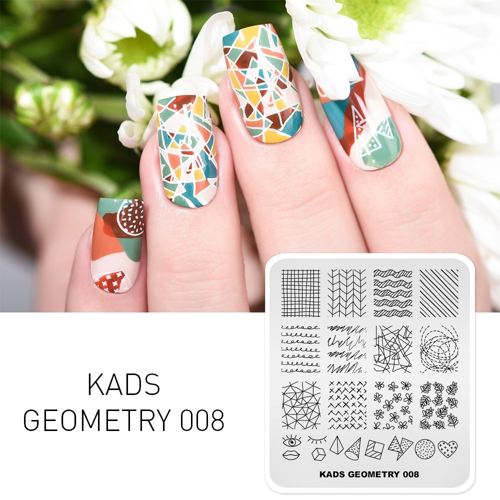 KADS GEOMETRY 01-23美甲三维视觉几何叠印设计点圆线条弯曲变换_虎窝淘
