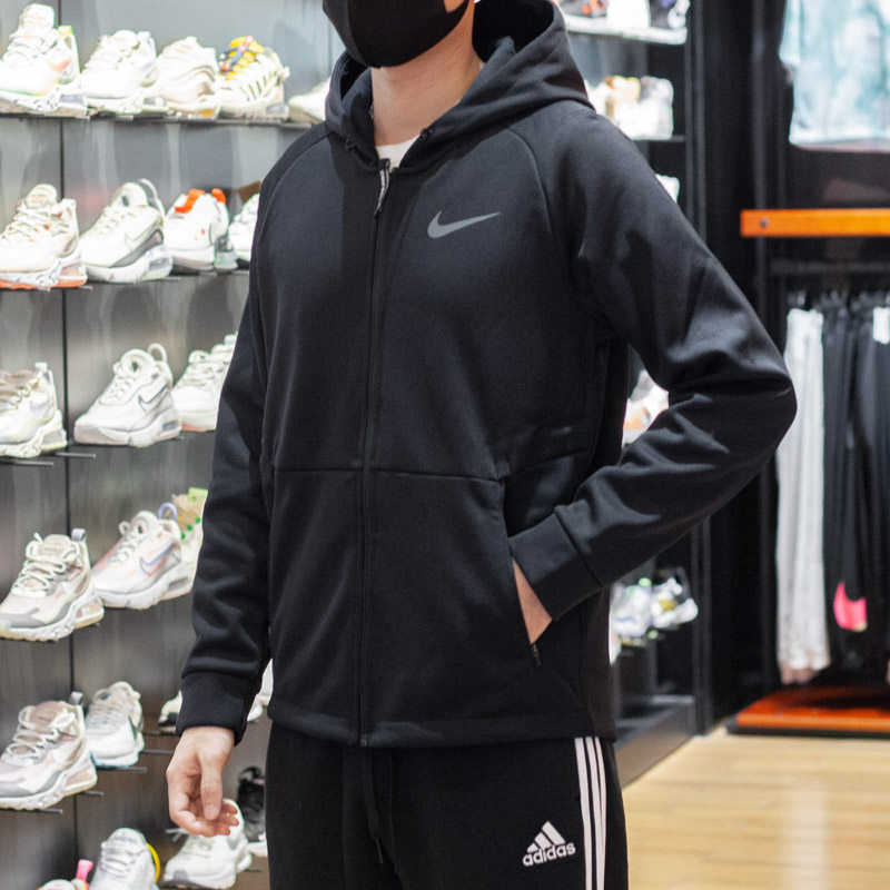 耐克外套男2022冬季新款加绒保暖运动训练休闲连帽夹克DD2125-010_虎窝淘