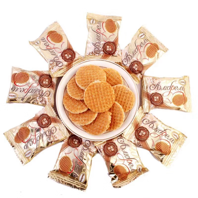 俄罗斯进口蜂蜜饼干瓦夫饼蜂蜜拉丝夹心华夫饼干早餐饼零食品包邮_虎窝淘