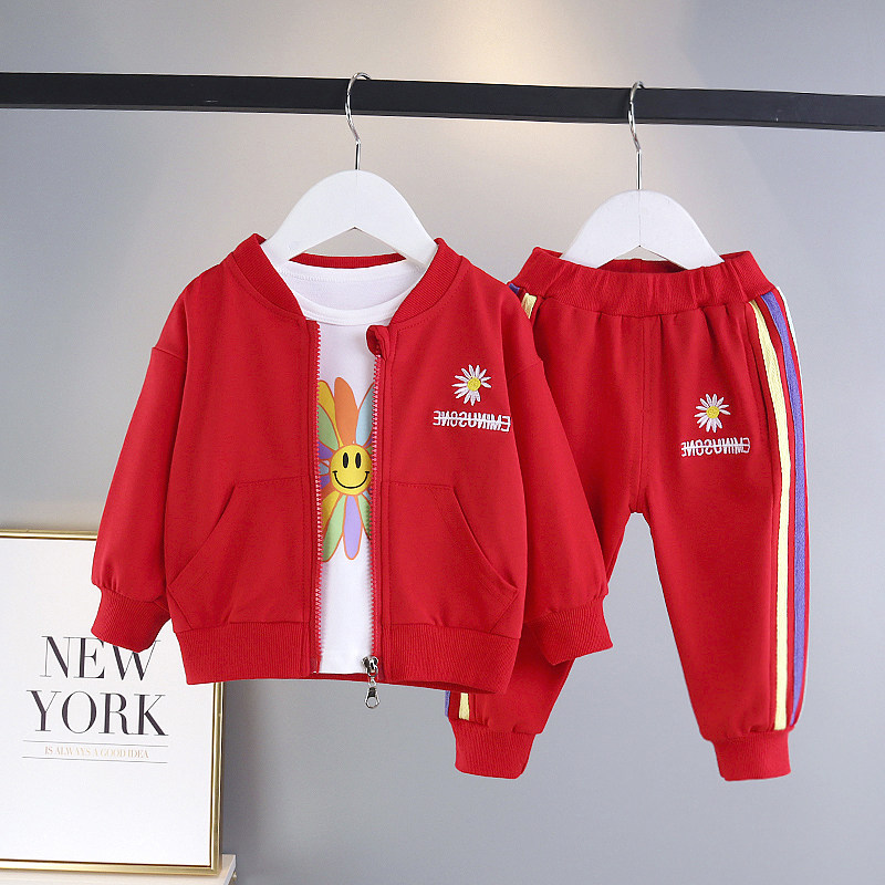 春秋套装女孩三件套婴儿童装女童加厚秋冬装潮男童1一2-3-4岁衣服_虎窝淘