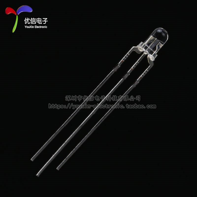 原装正品 3MM/F3透明LED灯珠红绿双色共阴三脚指示灯双色灯 10只_虎窝淘