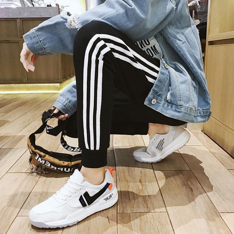 三条杠运动裤男春夏薄款裤子韩版潮流百搭学生休闲条纹束脚九分裤_虎窝淘