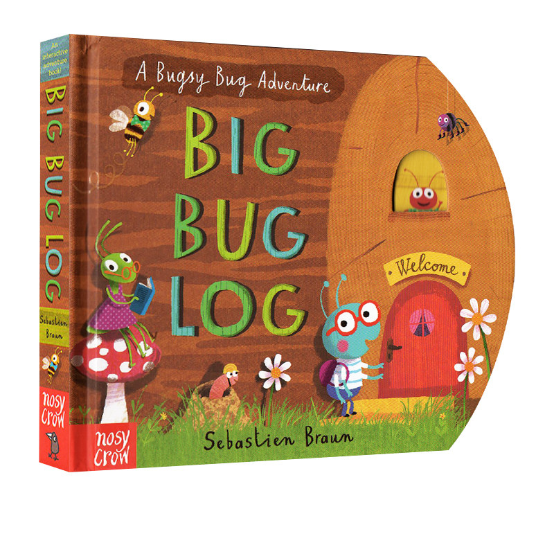 英文原版 The Big Bug Log异形纸板翻翻书趣味洞洞书亲子互动迷宫游戏图画故事绘本大嘴鸟出品 Nosy Crow_虎窝淘