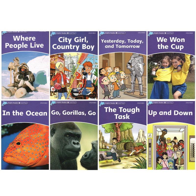 四阶段英文原版 Oxford Dolphin Readers Level 4牛津分级阅读海豚读物 8册牛津小学精读练习读本送音频_虎窝淘