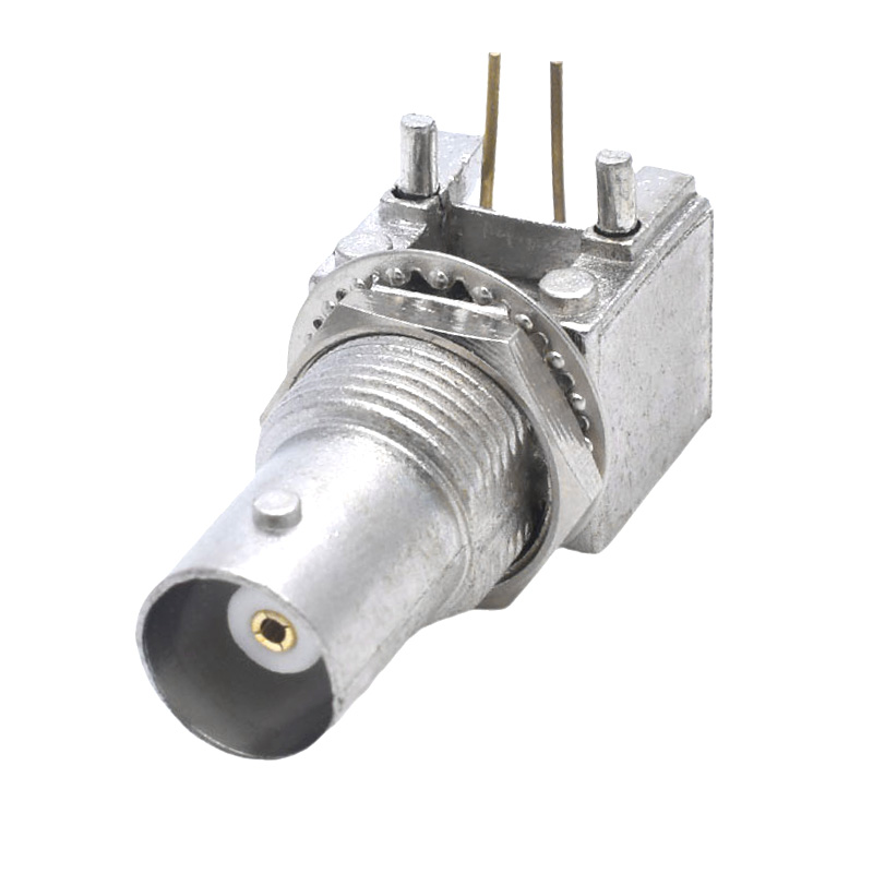 弯脚BNC射频连接器焊板式BNC-KWF母头插座锌合金一体弯头母座_虎窝淘