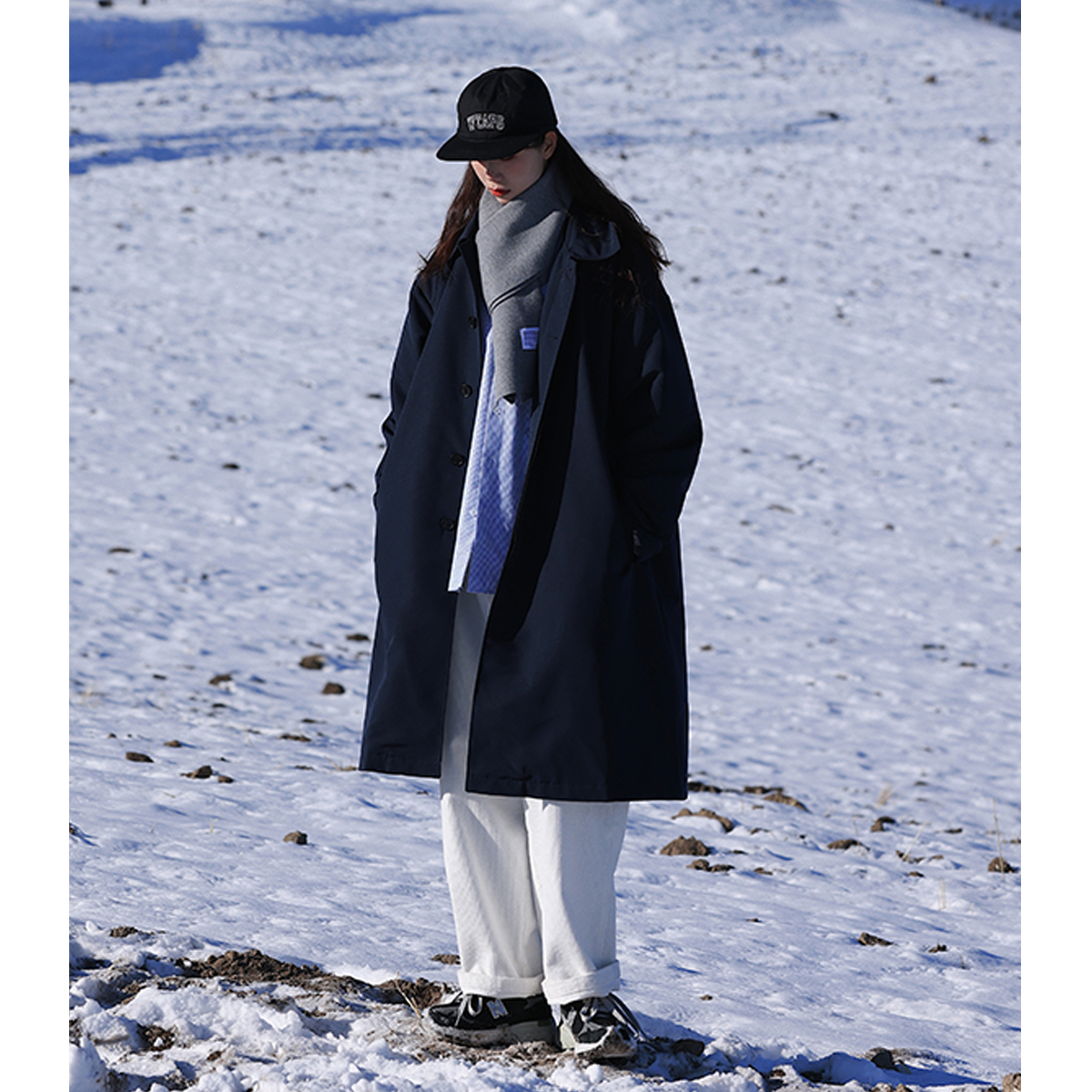 KOUEMGI空味复古加厚风衣外套男情侣棉衣中长款休闲秋冬款棉服女_虎窝淘