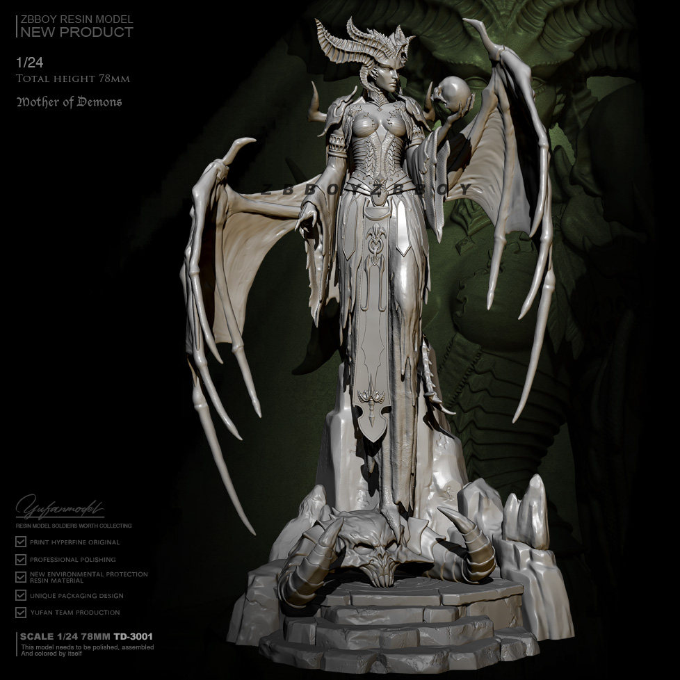 78mm 1/24 ZBBOY监制天魔之母树脂手办女兵人白模 TD-3001_虎窝淘